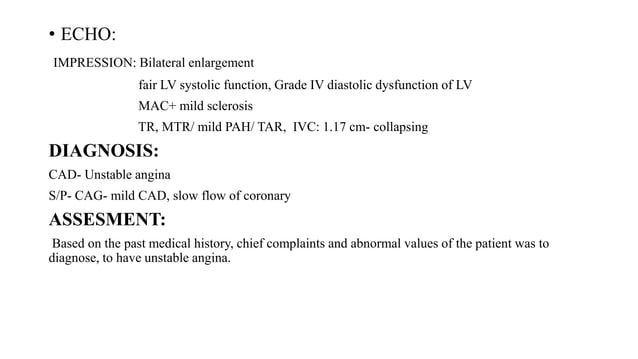 A CASE STUDY ON UNSTABLE ANGINA, Coronary artery disease | PPTX | Heart ...
