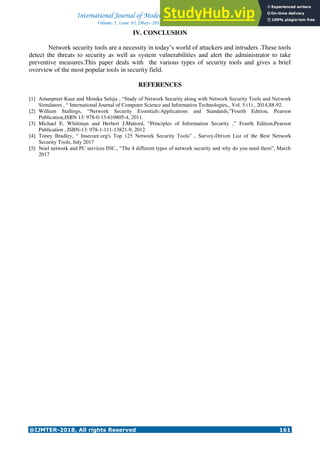 A CASE STUDY ON VARIOUS NETWORK SECURITY TOOLS | PDF