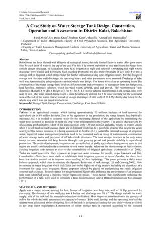 A case study on water storage tank design, constrution, operation and ...