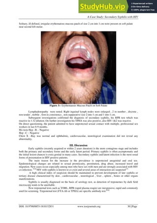 A Case Study Secondary Syphilis With HIV | PDF