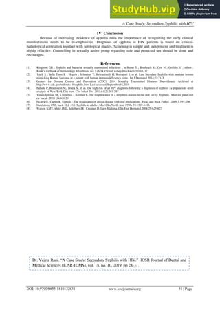A Case Study Secondary Syphilis With HIV | PDF | Sexual Conditions ...