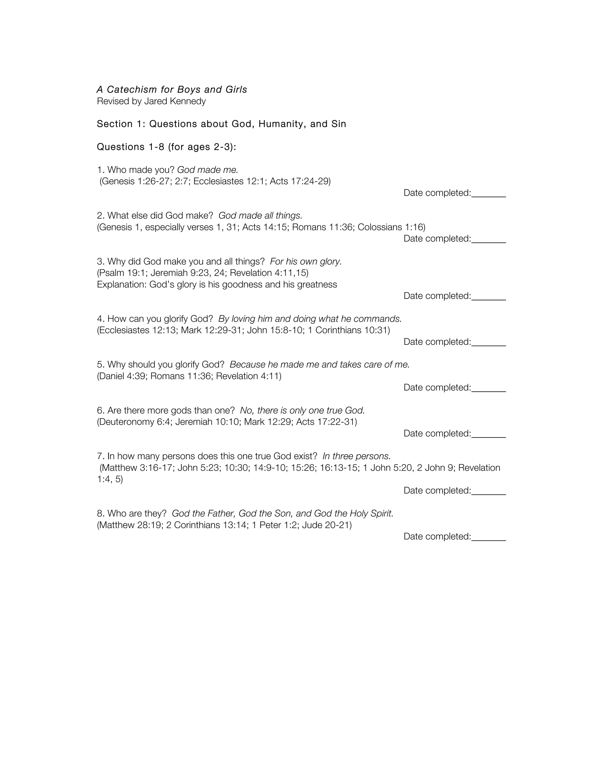 A catechism for boys and girls | PDF