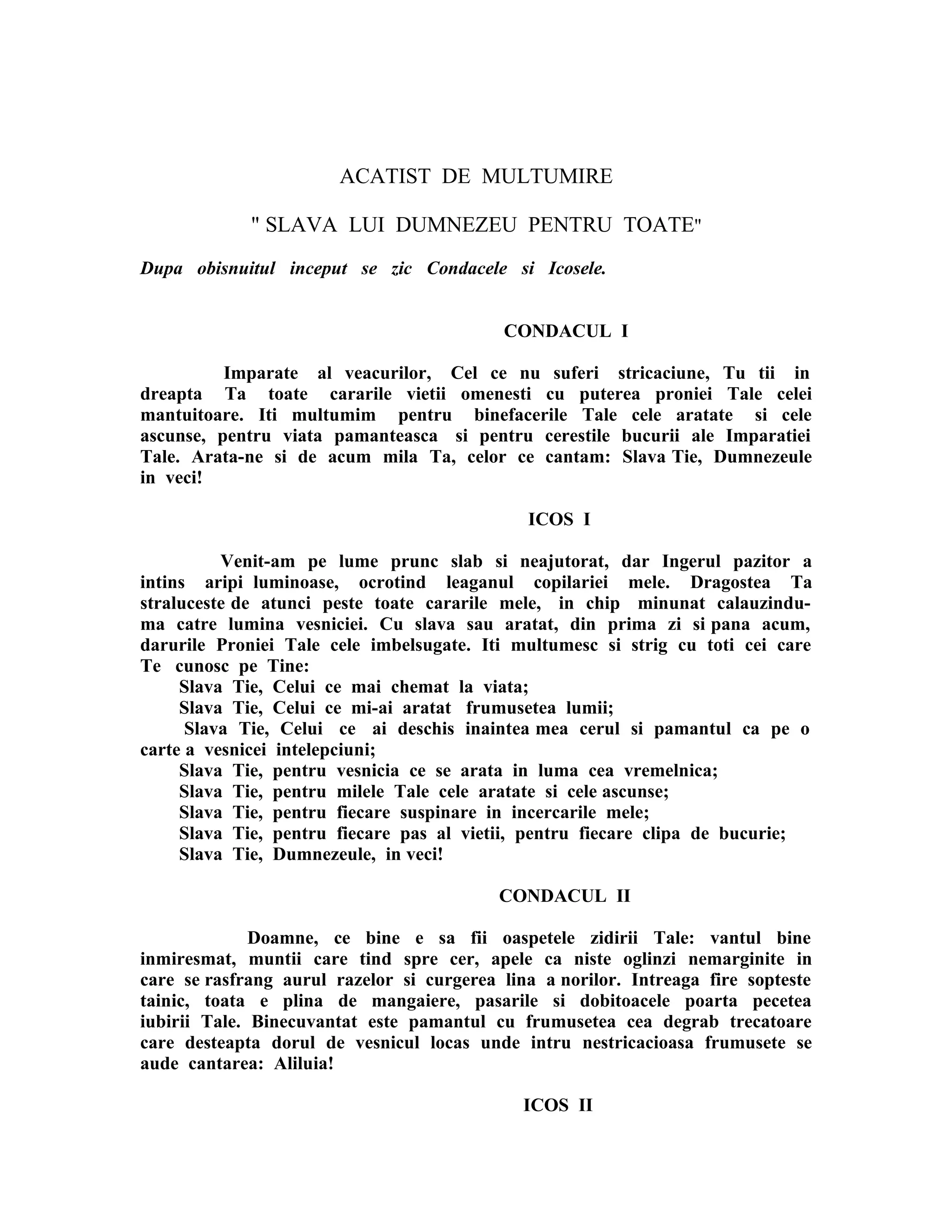 Acatist De Multumire | DOC