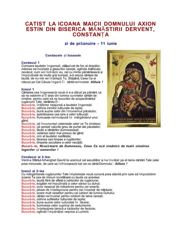 Acatist la icoana maicii domnului axion estin | PDF