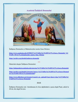 Înălţarea Domnului - Acatistul Înălţării Domnului | PDF