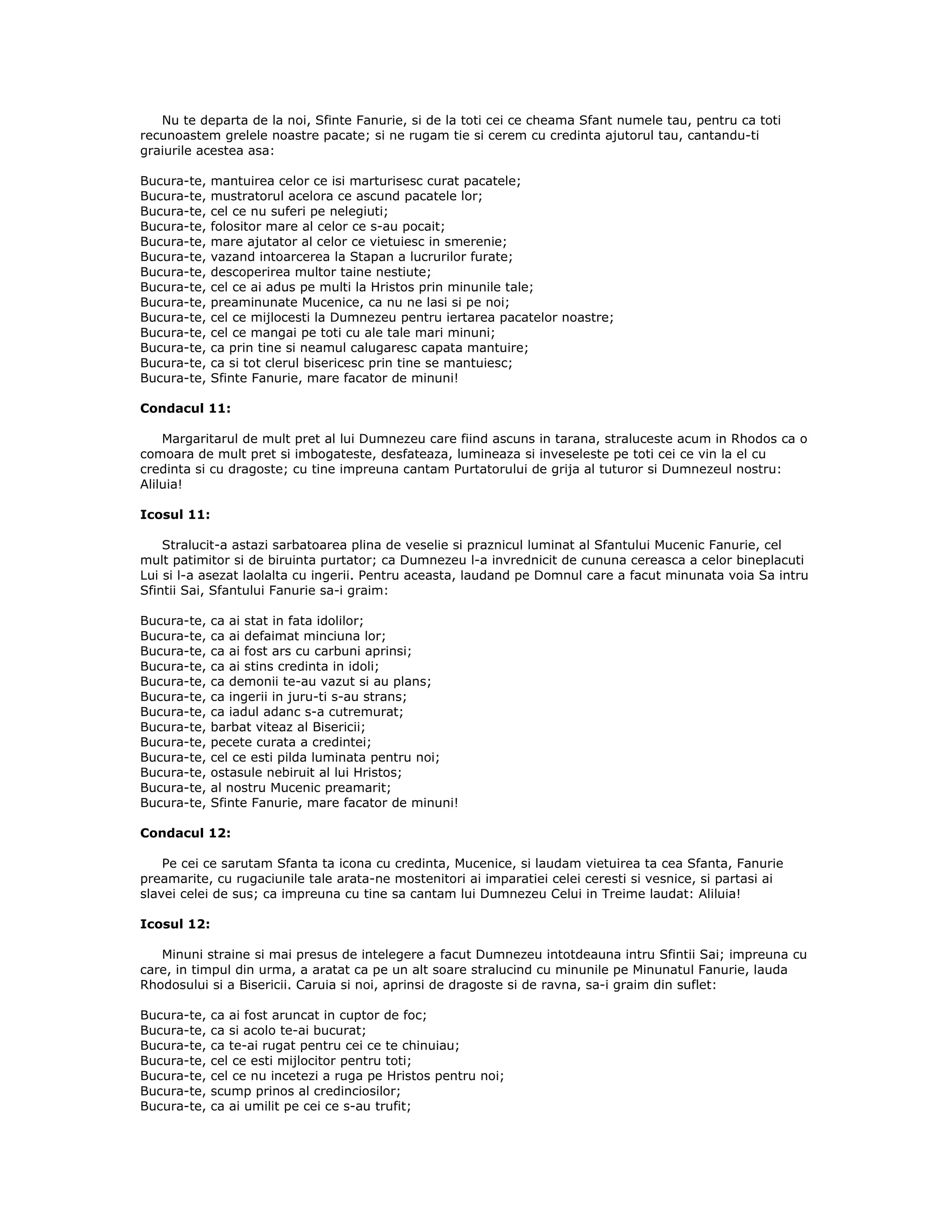 Acatistul Sfantului Fanurie | DOC