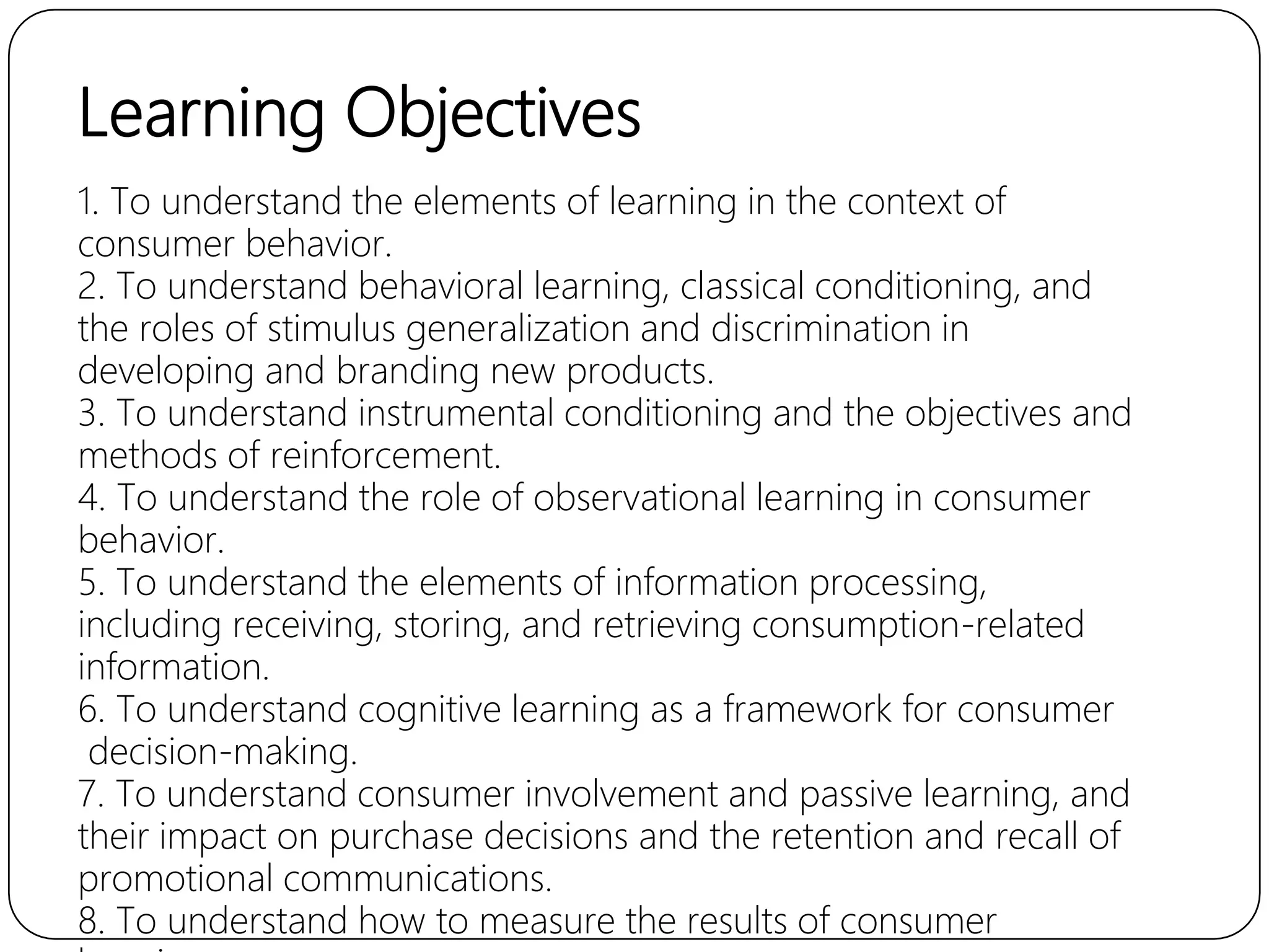 Consumer learning | PPTX