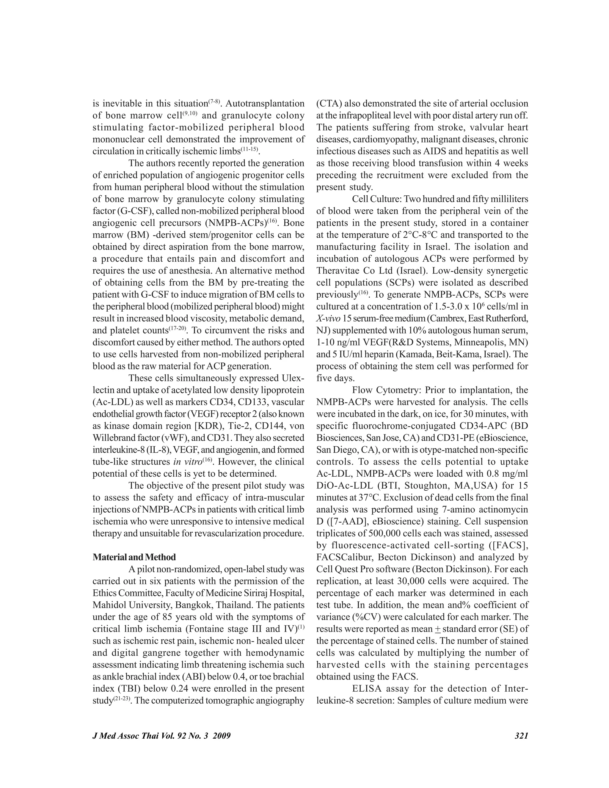 Enhancing Limb Salvage by Non-Mobilized Peripheral Blood Angiogenic ...