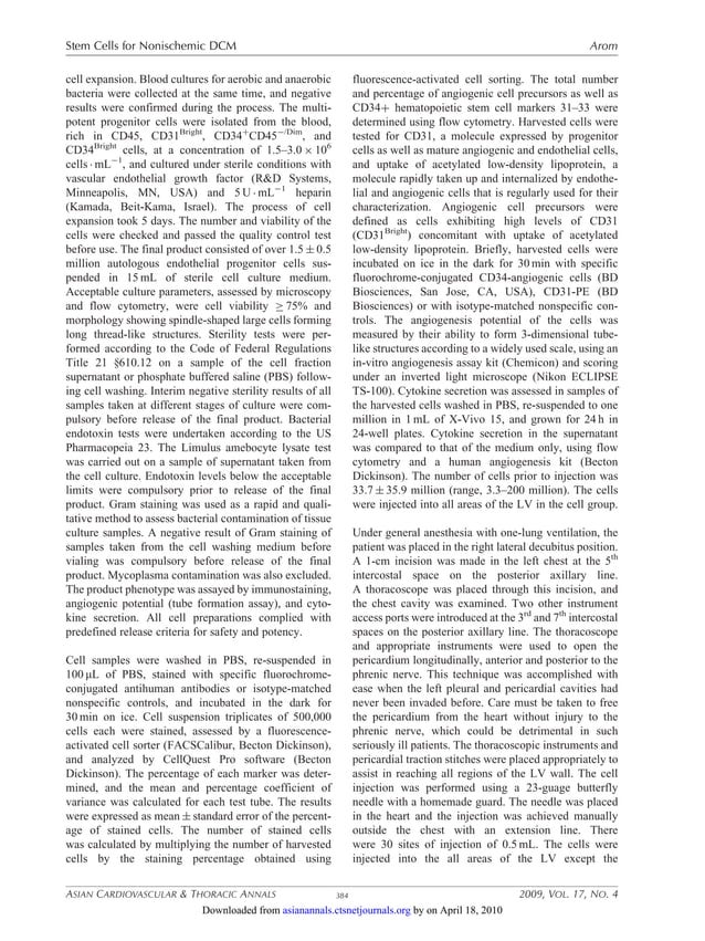 Intramyocardial Angiogenic Cell Precursors In Non Ischemic Dilated Cardiomyopathy Pdf