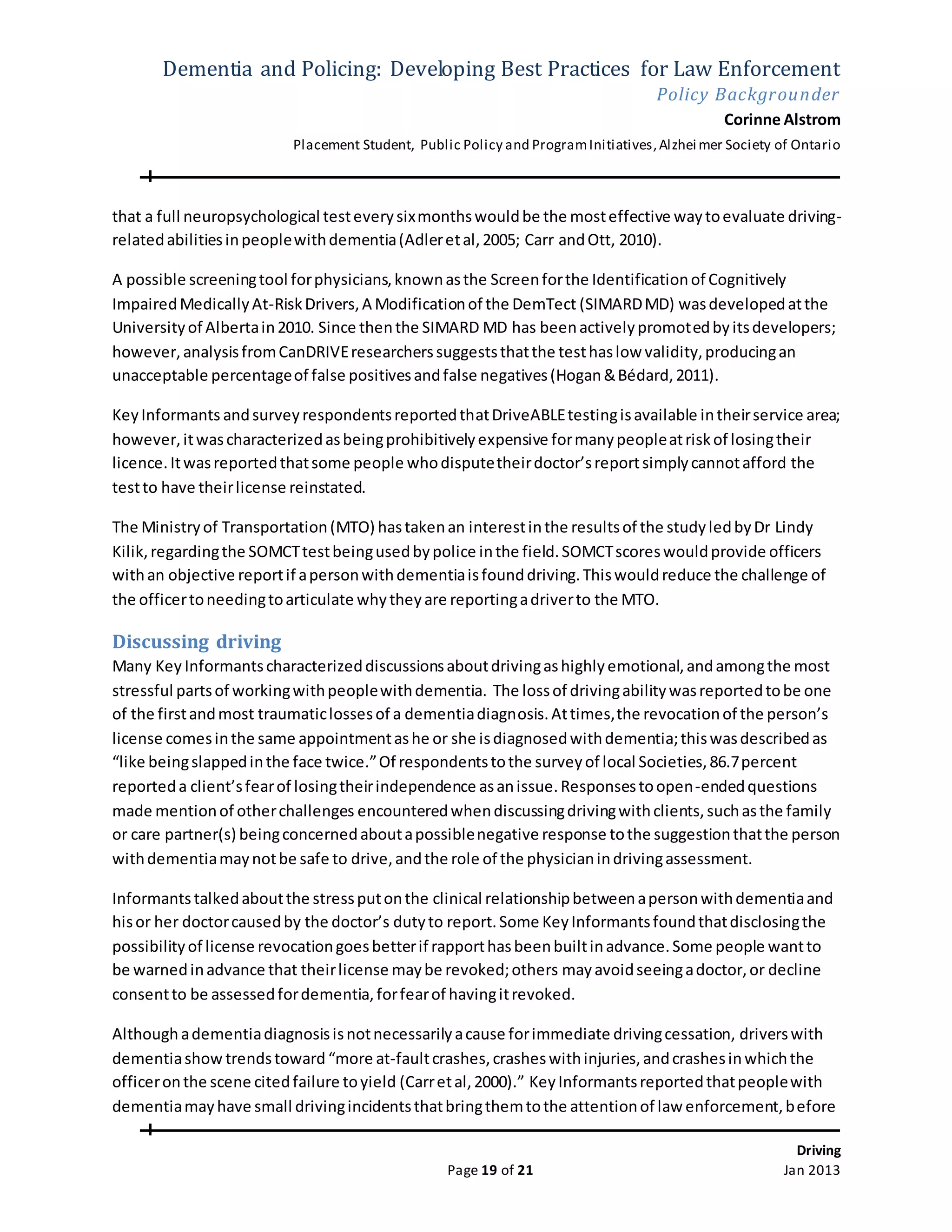 WRITING SAMPLE ADRD and policing policy backgrounder | DOCX