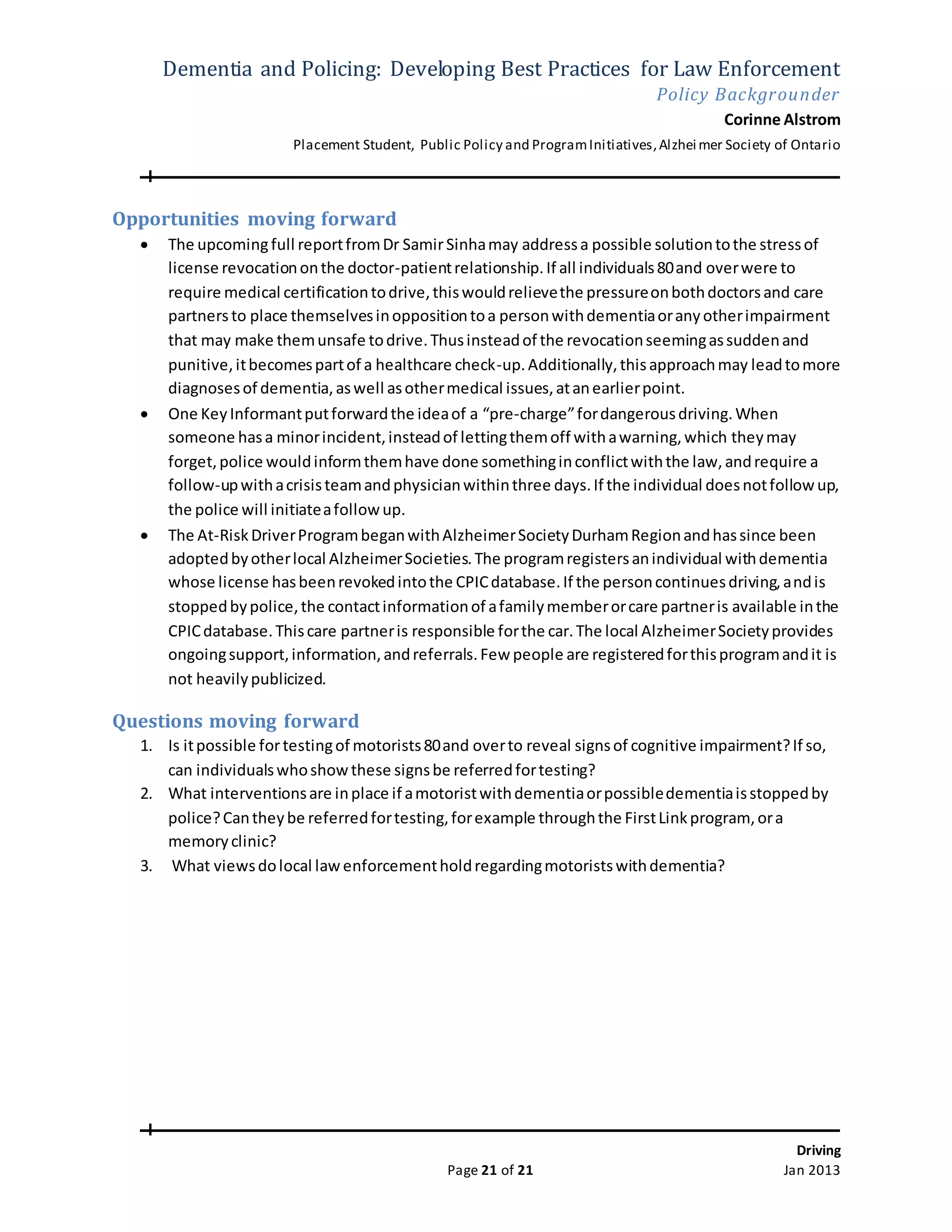 WRITING SAMPLE ADRD and policing policy backgrounder | DOCX