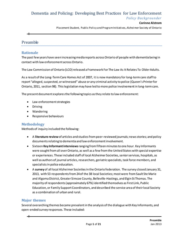 WRITING SAMPLE ADRD and policing policy backgrounder | DOCX