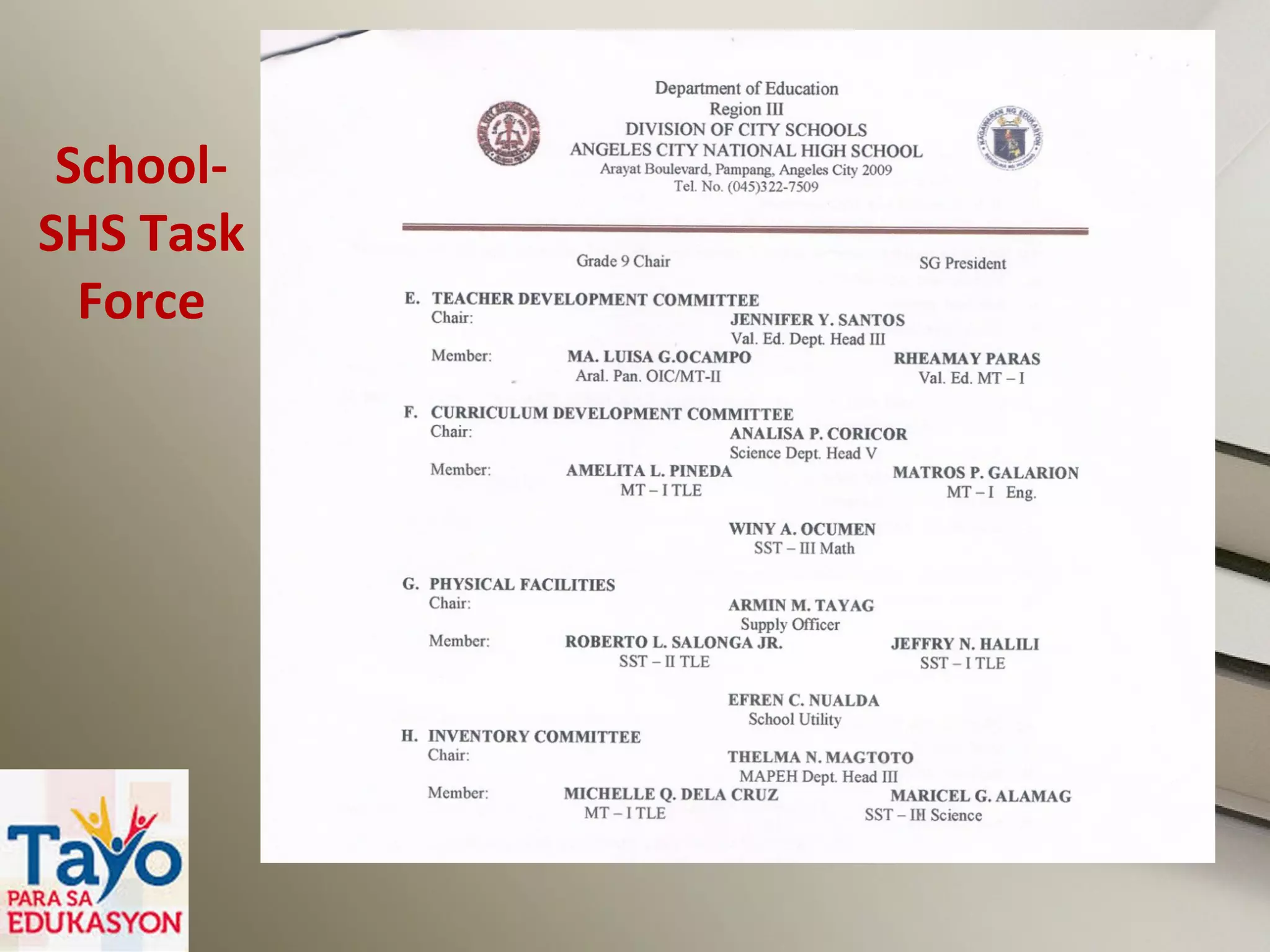 DepEd Angeles City SHS Best Practices | PPT