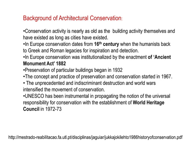 Architectural Conservation_Ac b lec 01 | PPTX