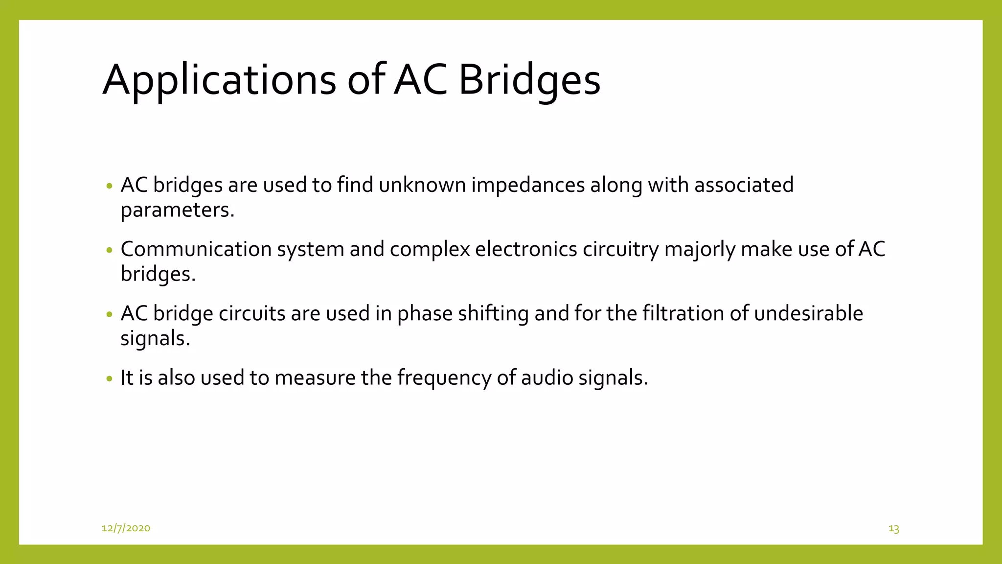 Ac bridge and its application | PPTX
