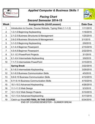 Acbsi pacing chart 2nd semester -14-15 | DOC | Secondary Education ...