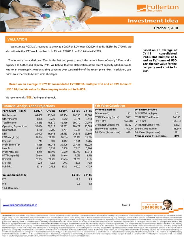 ACC LTD : SELL | PDF