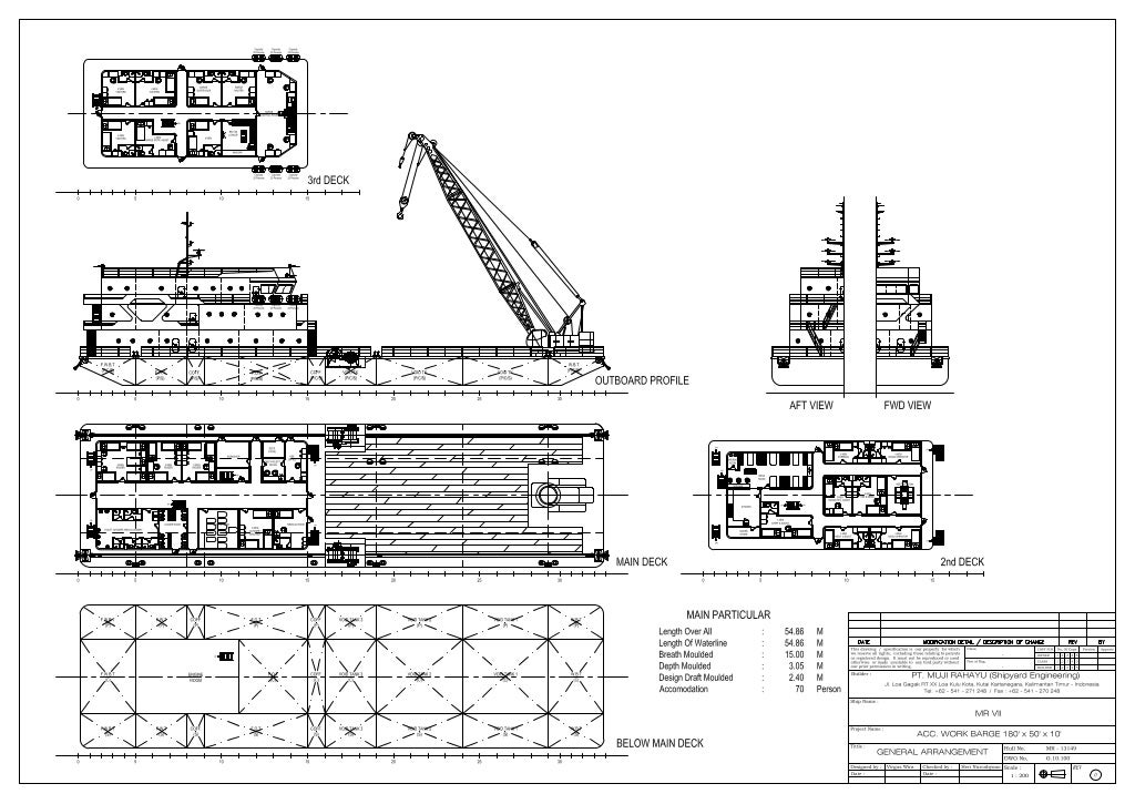 General Arrangement - Crane Barge (Accomodation Crane Barge) 180 Feet