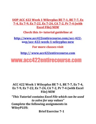Acc 422-week-1-wileyplus-be-7 | PDF