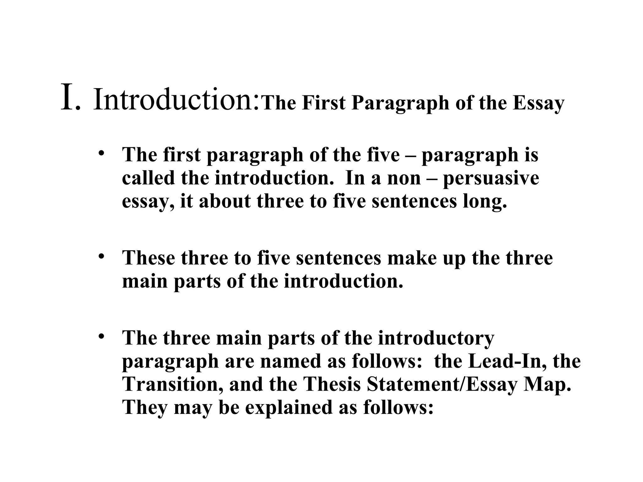 Acc the traditional five - paragraph essay | PPT