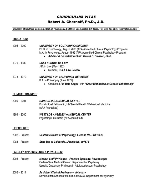 CV Robert Chernoff_DMH_Oct2016 | PDF