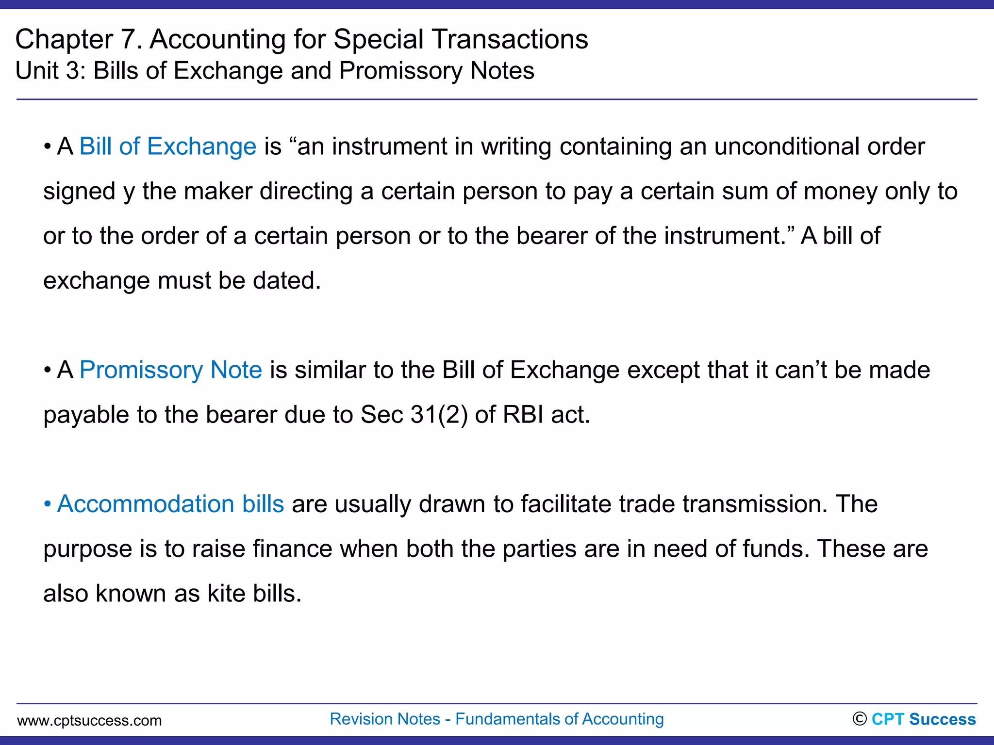 Acc0703 bills of exchange & promissory notes | PPTX