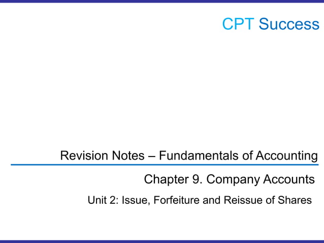Acc0902 issue, forfeiture and reissue of shares | PPTX | Stocks and ...