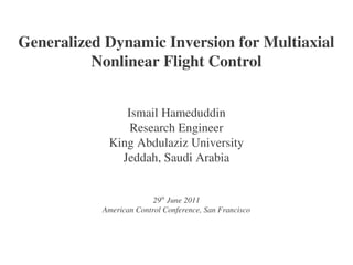 Generalized Dynamic Inversion for Multiaxial Nonlinear Flight Control | PDF