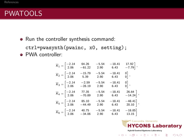 A MATLAB Toolbox for Piecewise-Affine Controller Synthesis | PPT