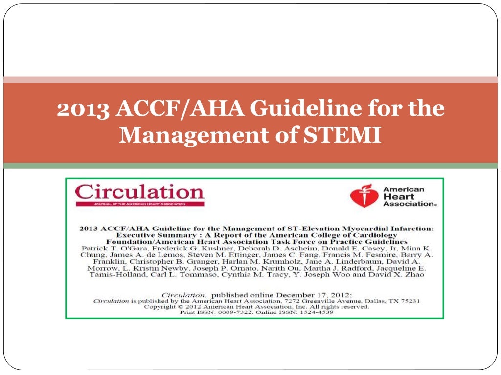ACC/AHA 2013 STEMI GUIDELINES - SUMMARY & NEW ADDITIONS