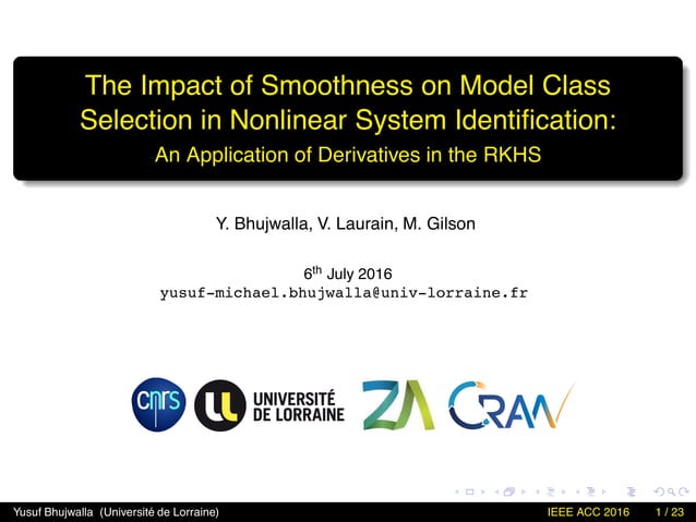 The Impact of Smoothness on Model Class Selection in Nonlinear System ...