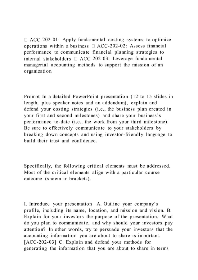 ACC 202 Final Project Guidelines and Rubric Overview Success | DOCX ...