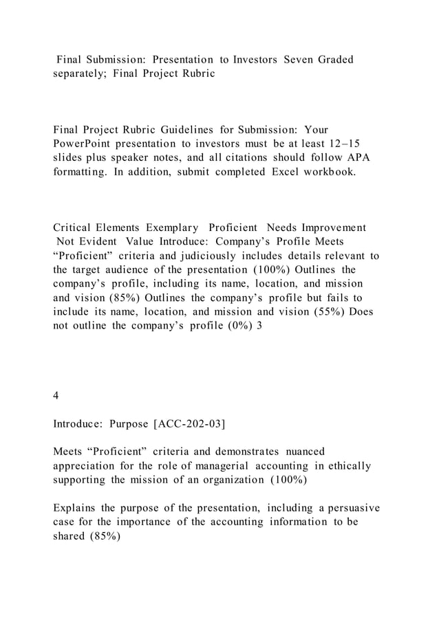 ACC 202 Final Project Guidelines and Rubric Overview Success | DOCX | Business Accounting ...