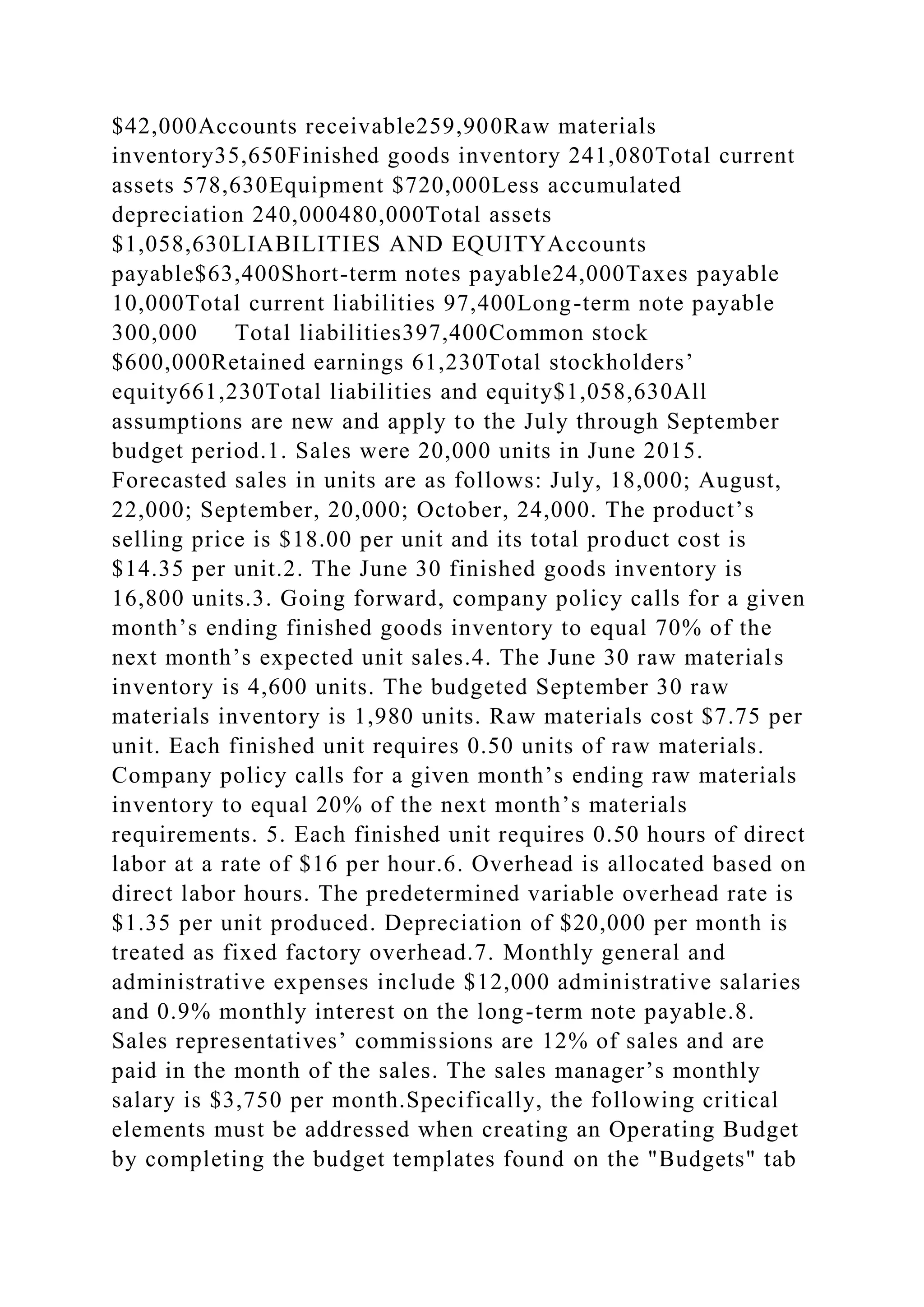 ACC 202 Final Project Part I Budget Variance Report Sub.docx