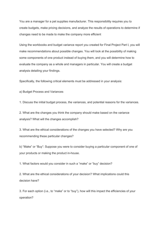 ACC 202 Final Project Part II | PDF