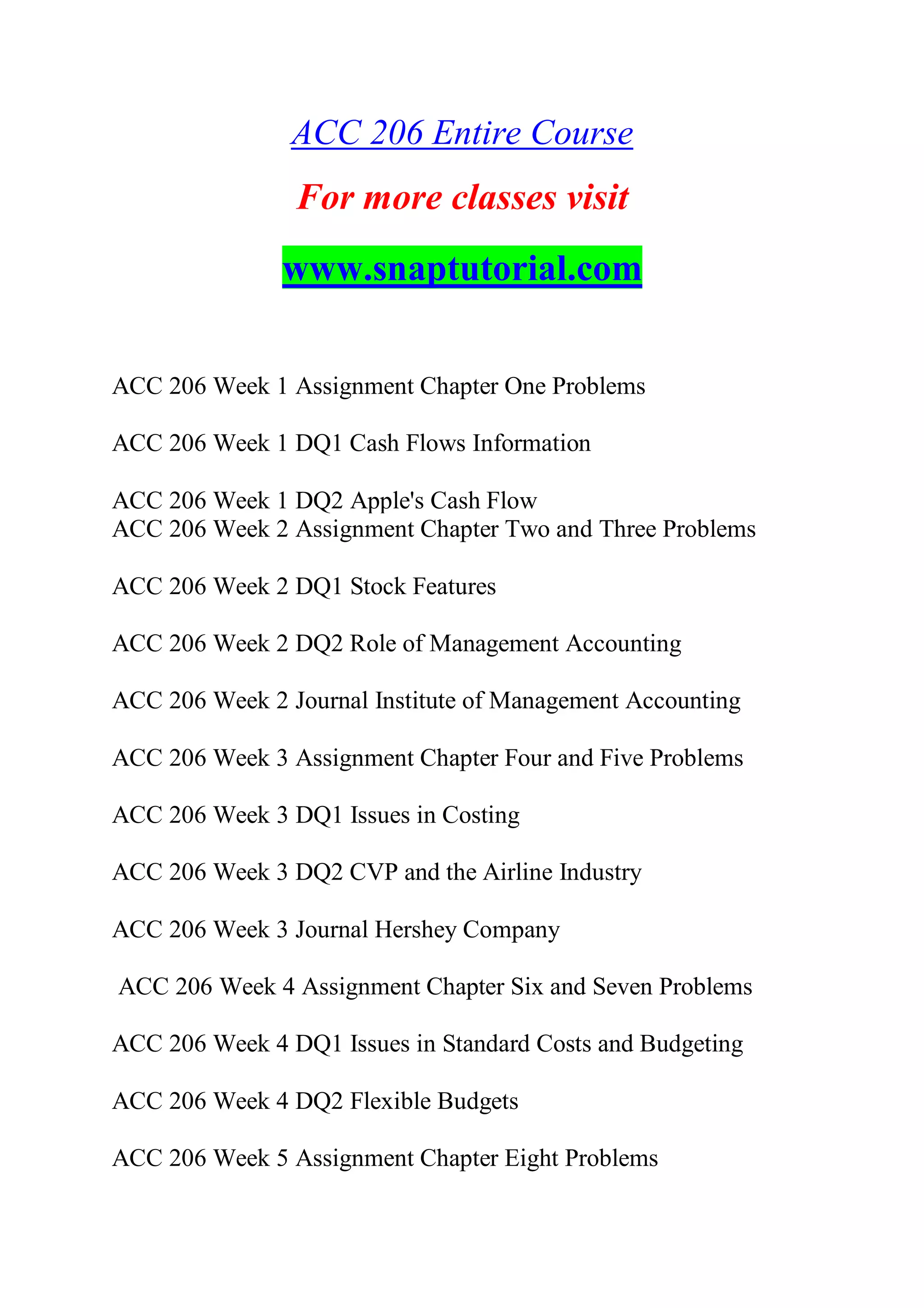 Acc 206 Exceptional Education / snaptutorial.com