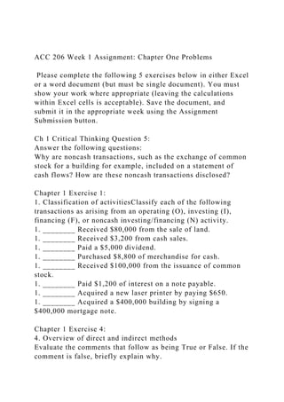 ACC 206 Week 1 Assignment Chapter One Problems Please complet.docx