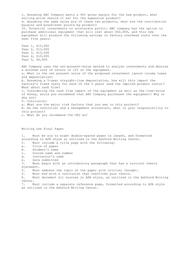 Acc 206 week 5 assignment final paper new | PDF