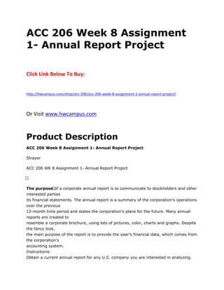 206 week 8 assignment 1 annual report project | PDF