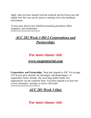 ACC 281 Education Redefined / snaptutorial.com