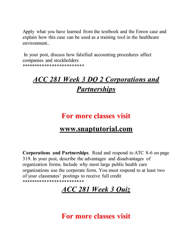 ACC 281 Education Redefined / snaptutorial.com