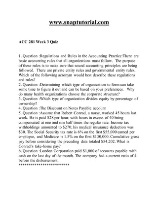 ACC 281 Education Redefined / snaptutorial.com