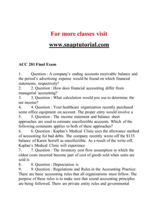 ACC 281 Education Redefined / snaptutorial.com