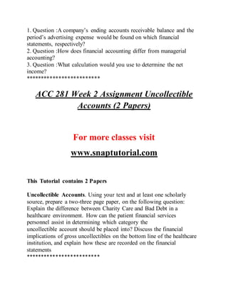 ACC 281 Education Redefined / snaptutorial.com