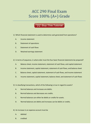 Acc 290 Final Exam / Final Exam / A+ | DOCX