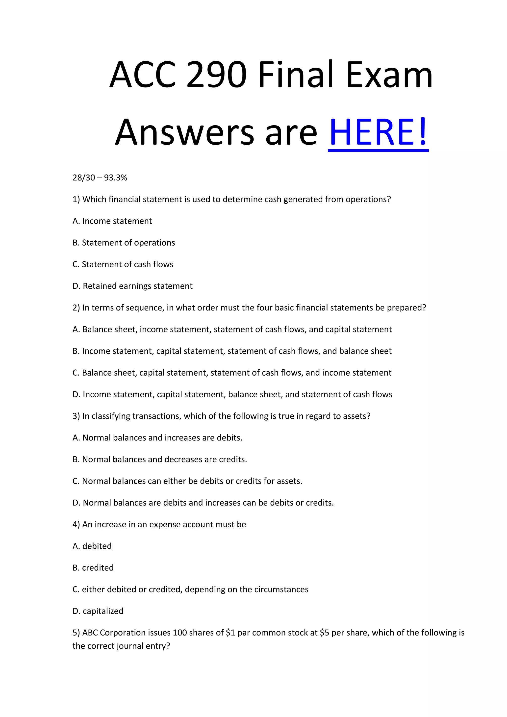 Acc 290 final exam answers are here | DOCX