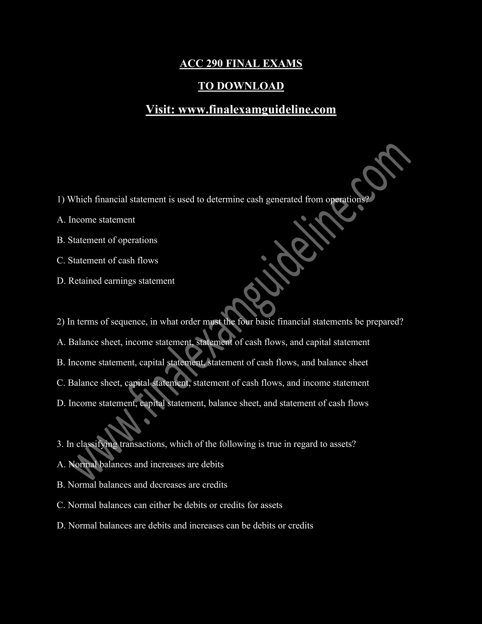 Acc 290 final exams | DOCX