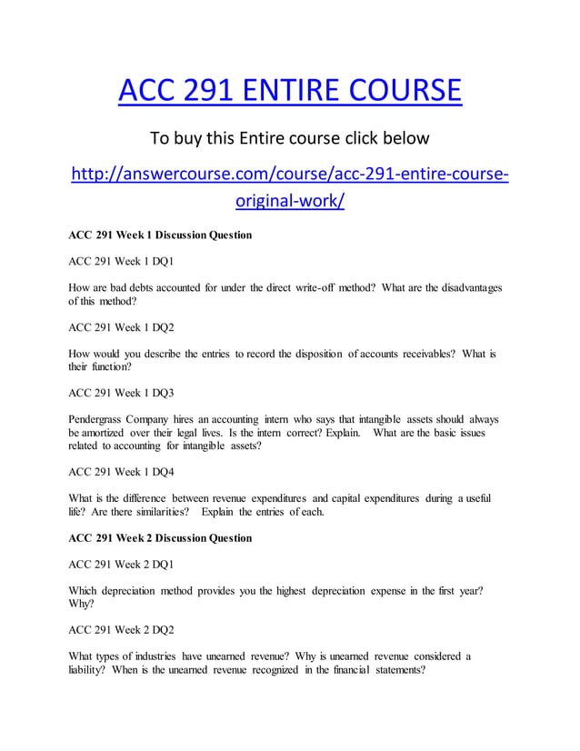 Acc 291 Entire Course | DOCX | Stocks and Bonds | Personal Investing