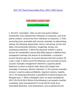 ACC 291 GUIDE NEW Lessons in Excellence--acc291guide.com