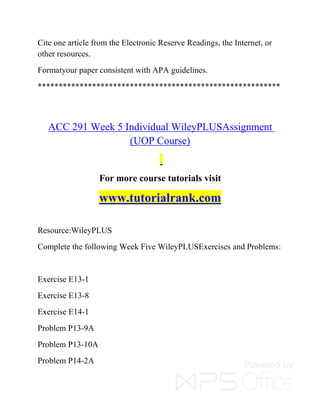 Acc 291 Teaching Effectively--tutorialrank.com